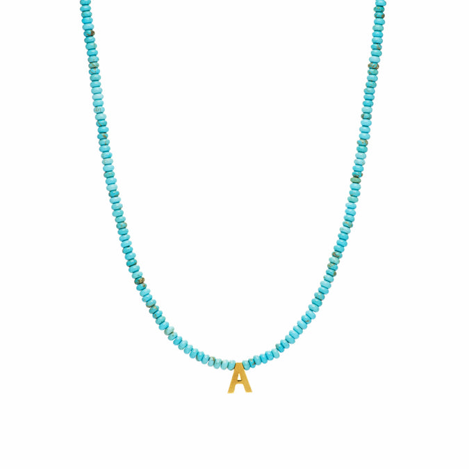 Initial Turquoise Beaded Necklace – MAYAMAR