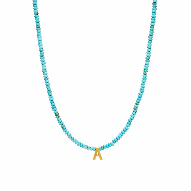 Initial Turquoise Beaded Necklace – MAYAMAR