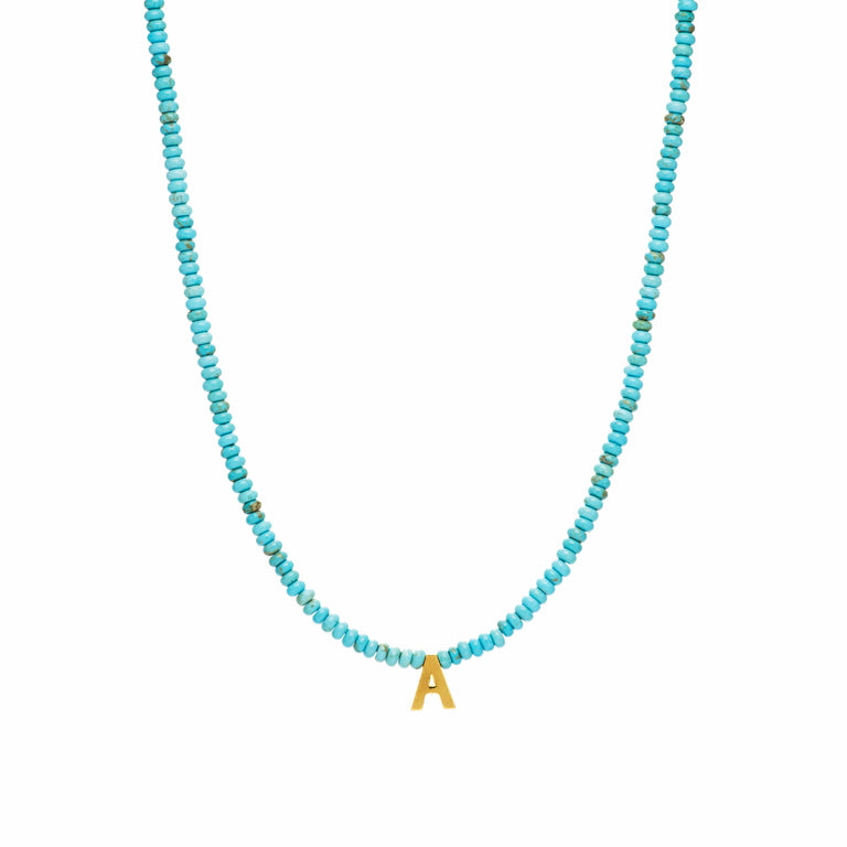 Initial Turquoise Beaded Necklace – MAYAMAR