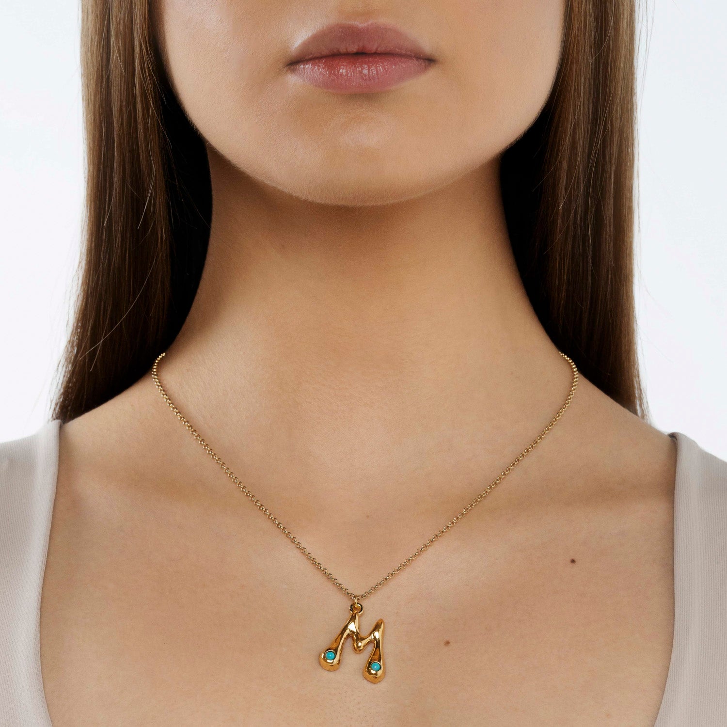 Turquoise Bubble Initial Necklace – MAYAMAR