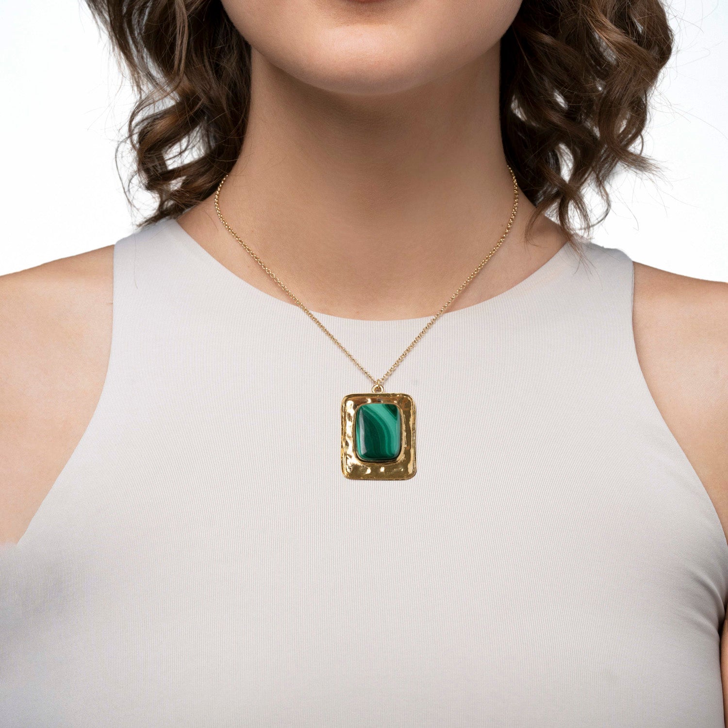 Malachite Rectangle Bold Pendant Necklace – MAYAMAR